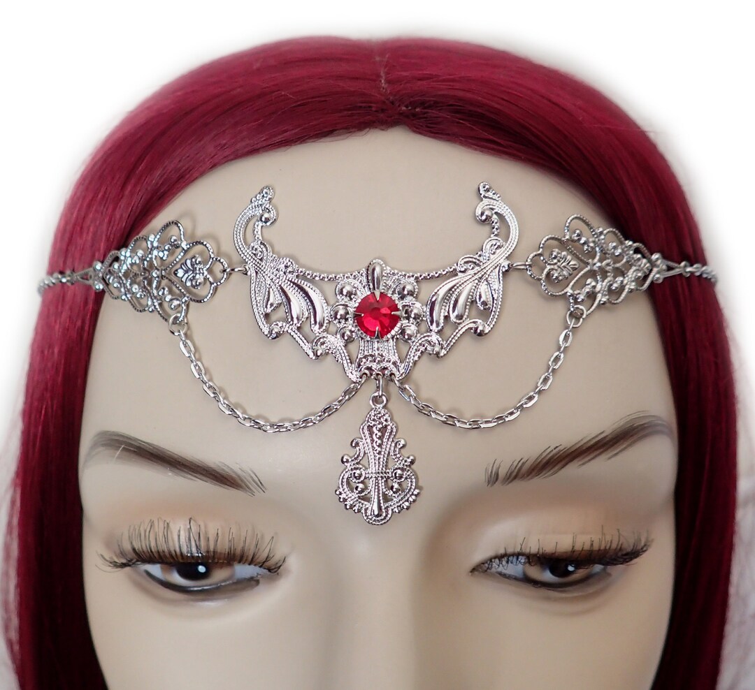 Bright Ruby Red Elven Elf Elvish Celtic Goddess Headpiece Headdress ...