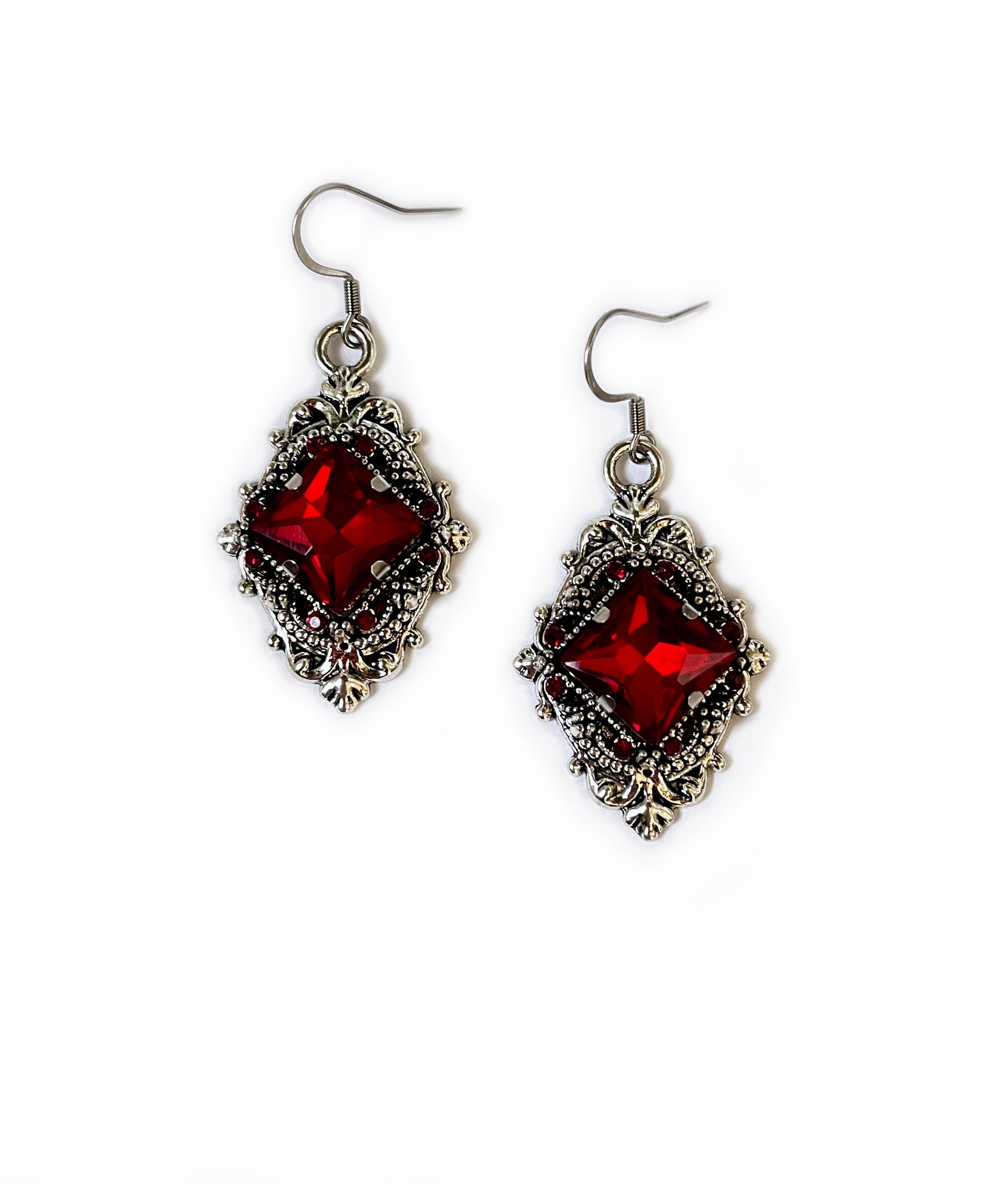 Dark Ruby Red/garnet Filigree Flapper 1920's Style Antique Silver ...