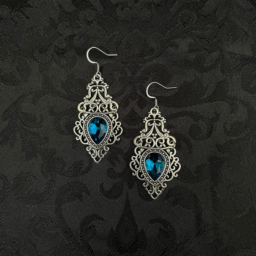 Dark Aqua/teal Gothic Victorian Goth Celtic Filigree Scroll Statement ...