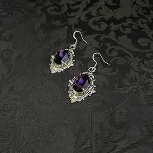 Dark Amethyst Purple Crystals Gothic Antiqued Silver Filigree Goth ...