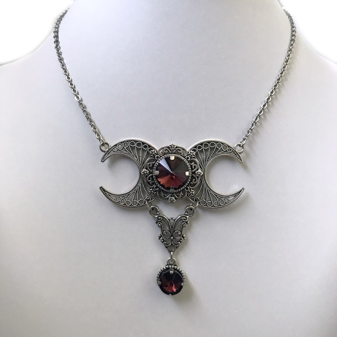 Amethyst Purple Triple Crescent Moon Goddess Priestess Wiccan - Etsy