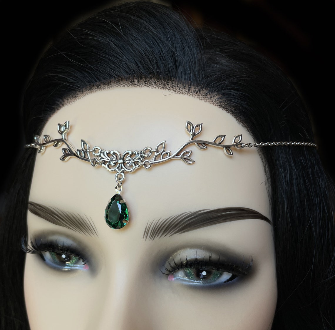 Emerald Green Silver Filigree Woodland Elf Elven Princess Queen Forest ...