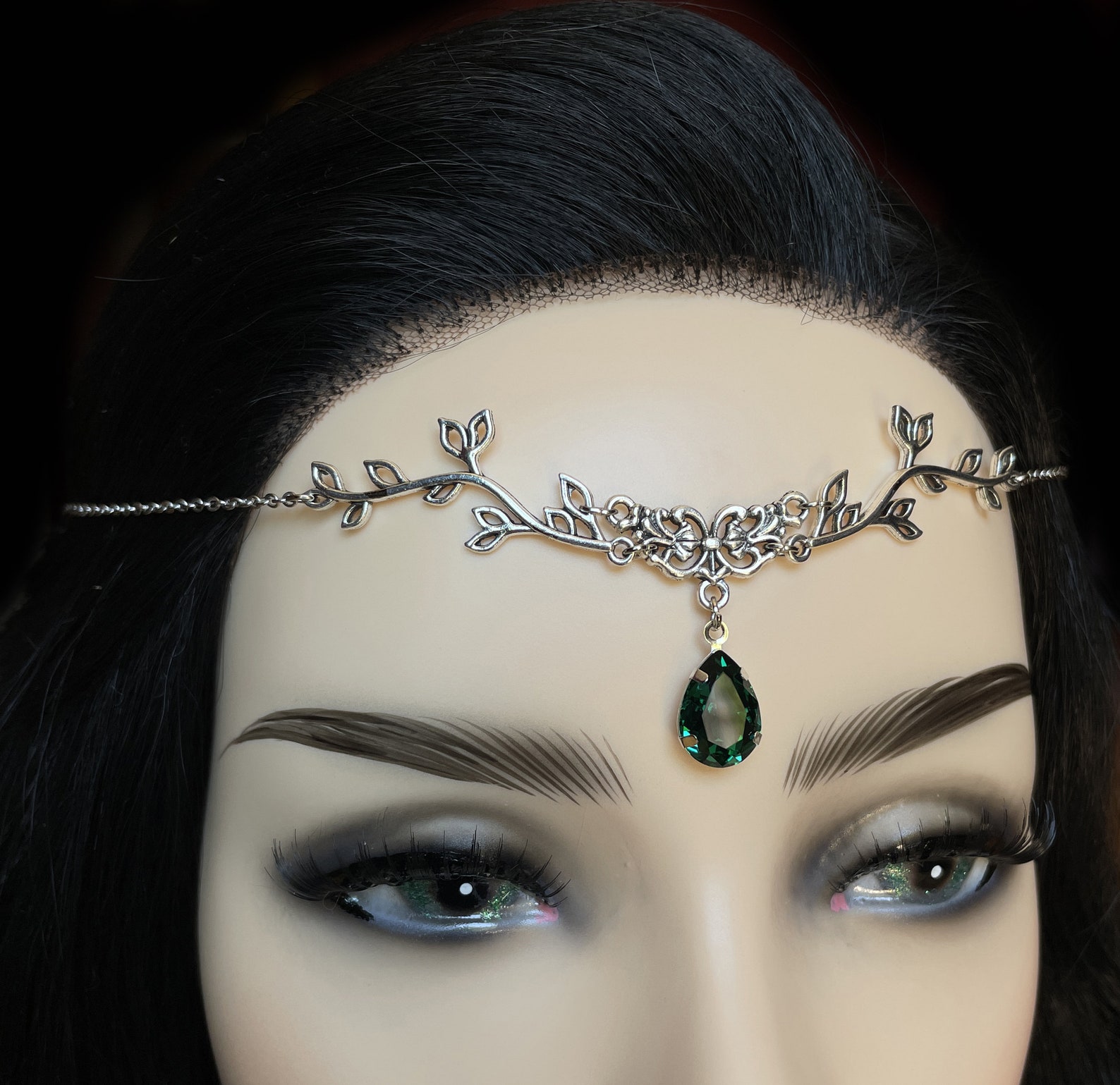 Emerald Green Silver Filigree Woodland Elf Elven Princess Queen Forest ...