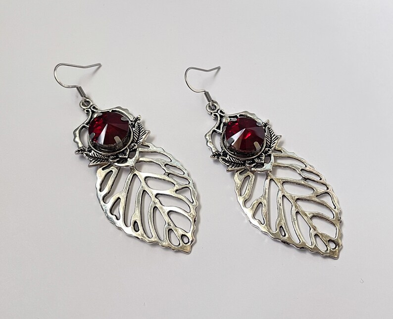 Dark Ruby Red/garnet Antique Silver Woodland Elf Elven Elvish - Etsy