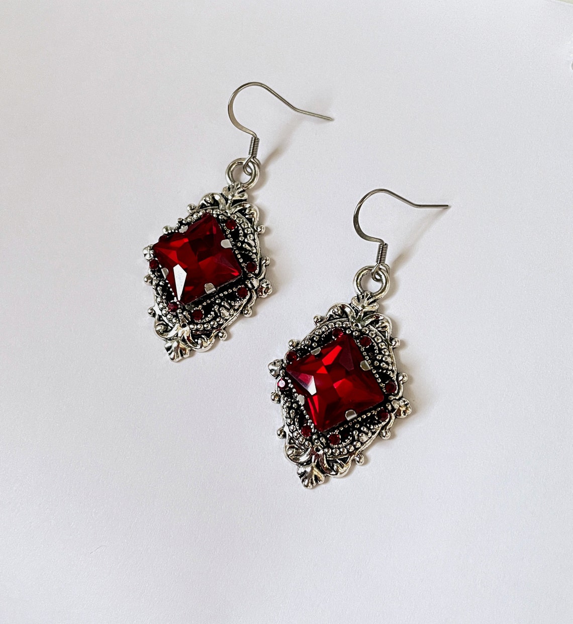 Dark Ruby Red/garnet Filigree Flapper 1920's Style Antique Silver ...