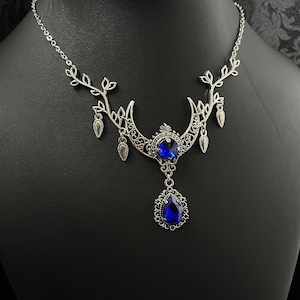 Dark Sapphire Blue Crescent Moon Goddess Priestess Celtic Elven Elf ...