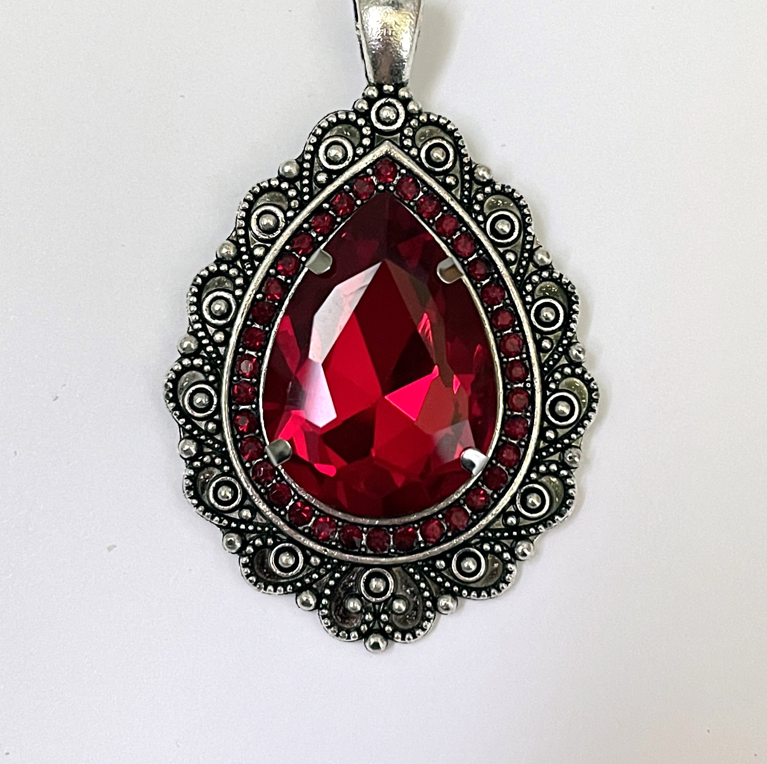 Ruby Red Antique Silver Filigree Goth Victorian Wedding Bridal | Etsy