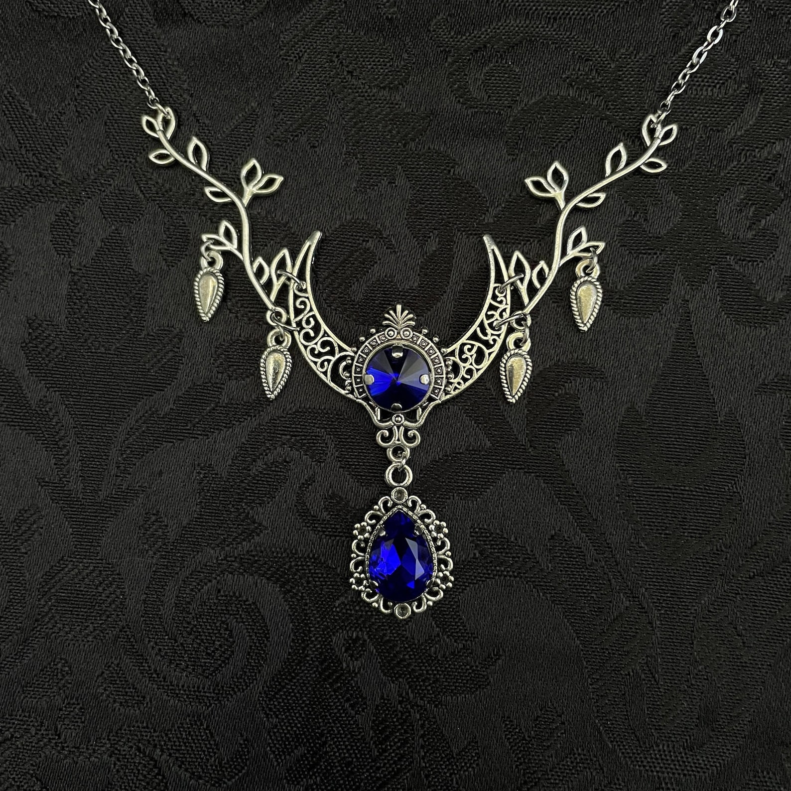Dark Sapphire Blue Crescent Moon Goddess Priestess Celtic Elven Elf ...