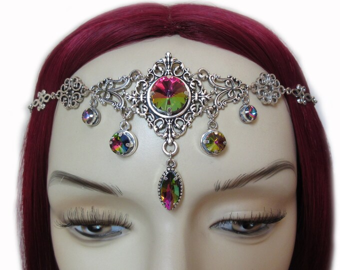 Rainbow Topaz Gothic Elven Elf Celtic Goddess Filigree Headpiece ...