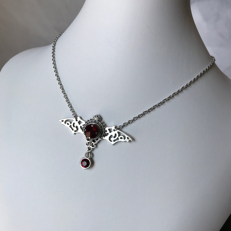 Dark Ruby Red/garnet Crystals Vampire Queen Bat Gothic Victorian Bridal ...