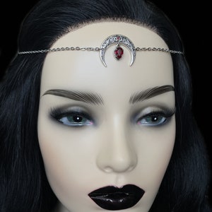 Dark Ruby Red/garnet Crescent Moon Goddess Priestess Celtic Pentacle ...