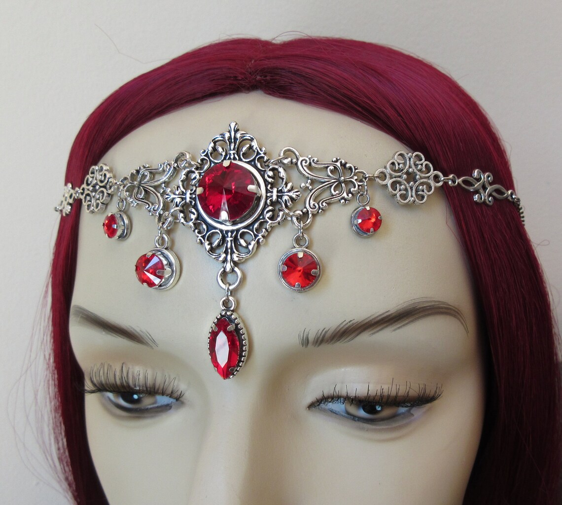 Ruby Red Gothic Elven Elf Celtic Goddess Filigree Headpiece | Etsy