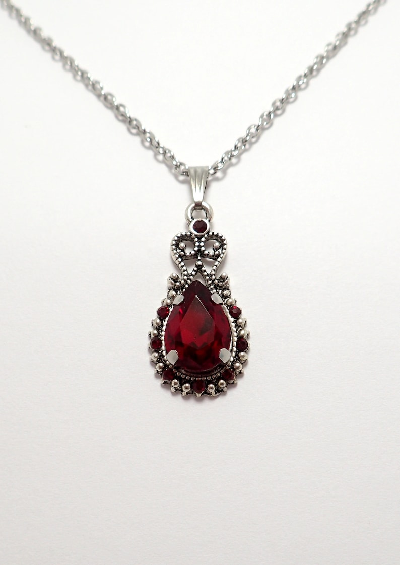 Dark Ruby Red/garnet Filigree Flapper 1920's Style Antique Silver ...