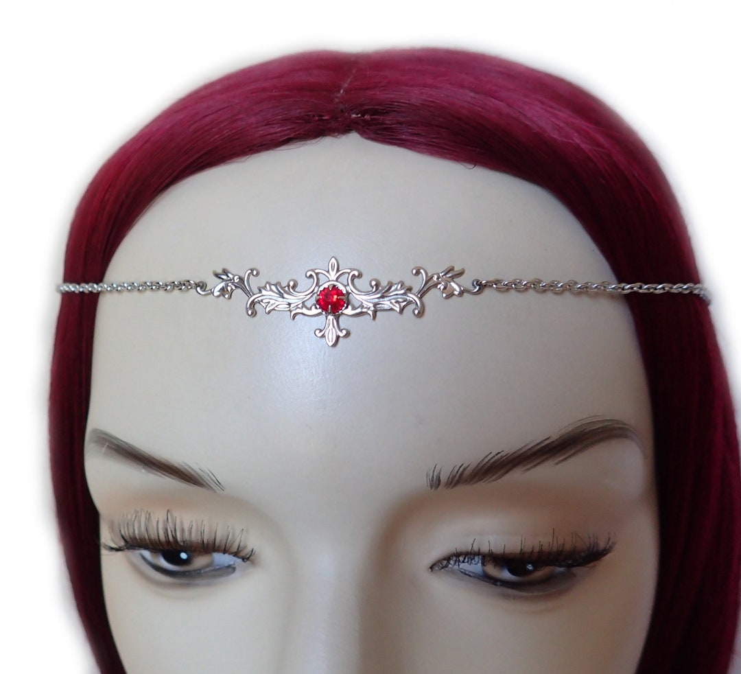 Bright Ruby Red Simple Elven Elf Elvish Celtic Goddess Headpiece ...