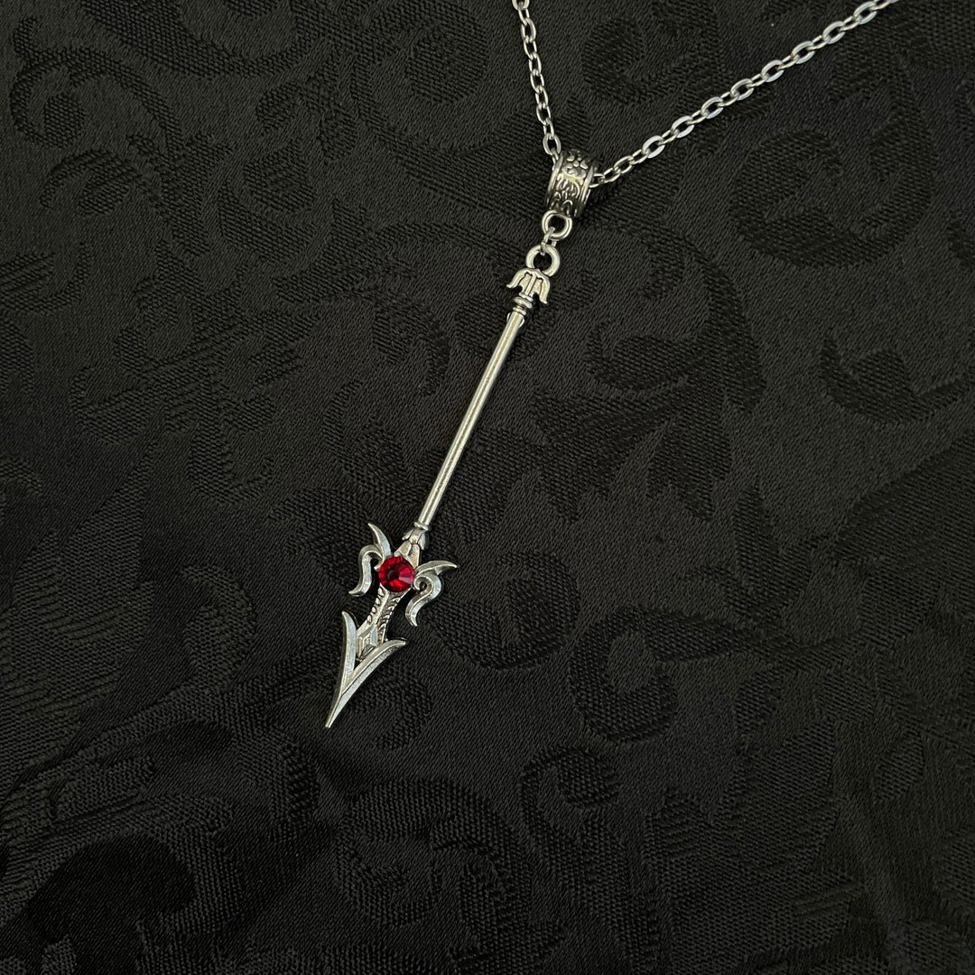 Dark Ruby Red Antiqued Silver Valkyrie Spear Arrow Warrior Viking ...
