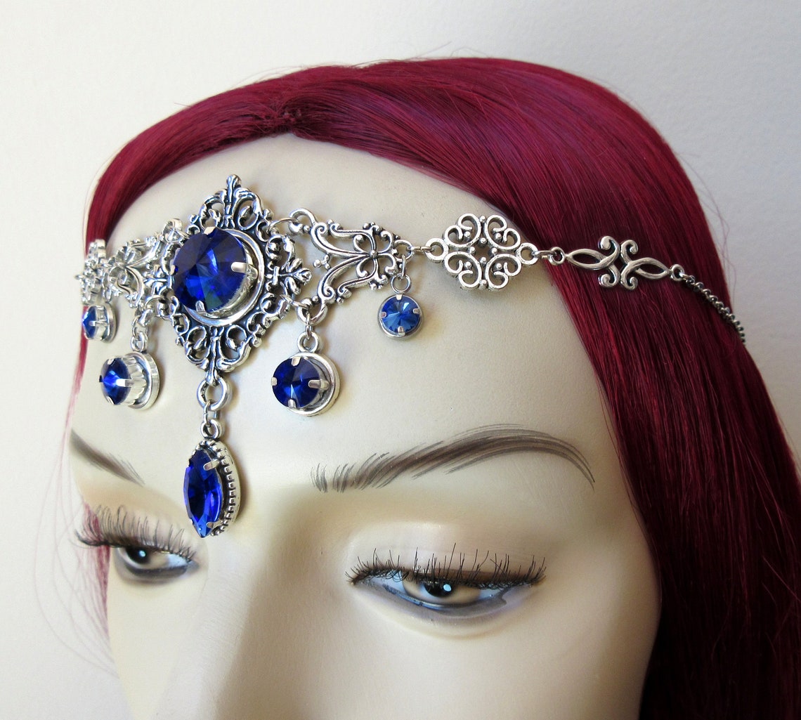 Dark Sapphire Gothic Elven Elf Celtic Goddess Filigree - Etsy