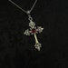 Dark Ruby Red Antiqued Silver Cross Crucifix Gothic Victorian Vampire ...