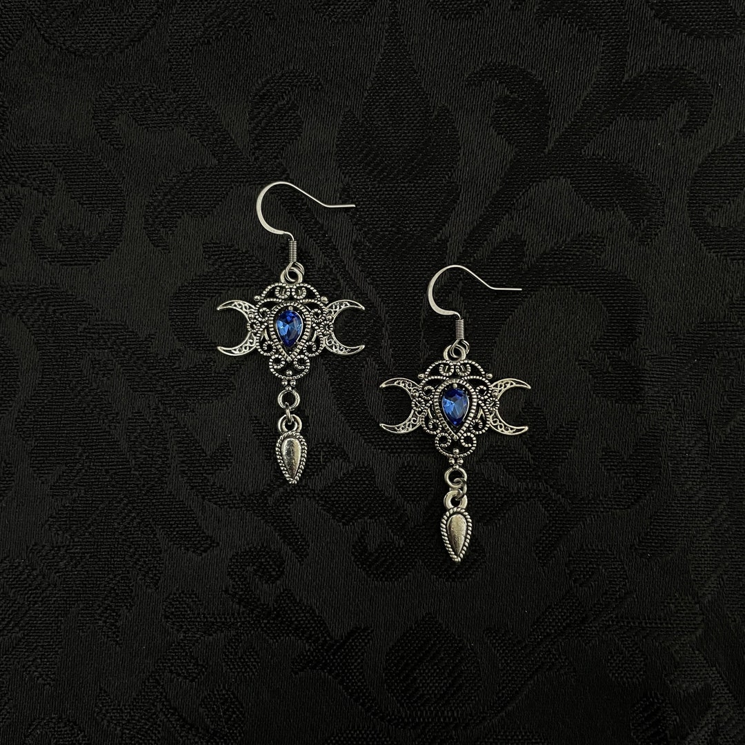 Dark Sapphire Blue Triple Crescent Moon Lunar Goddess Priestess Celtic ...