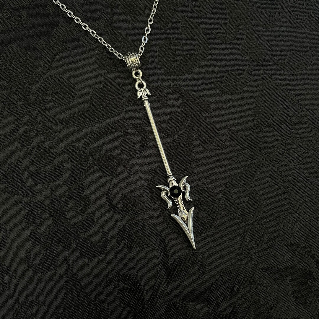 Jet Black Onyx Antiqued Silver Valkyrie Spear Arrow Warrior Viking ...
