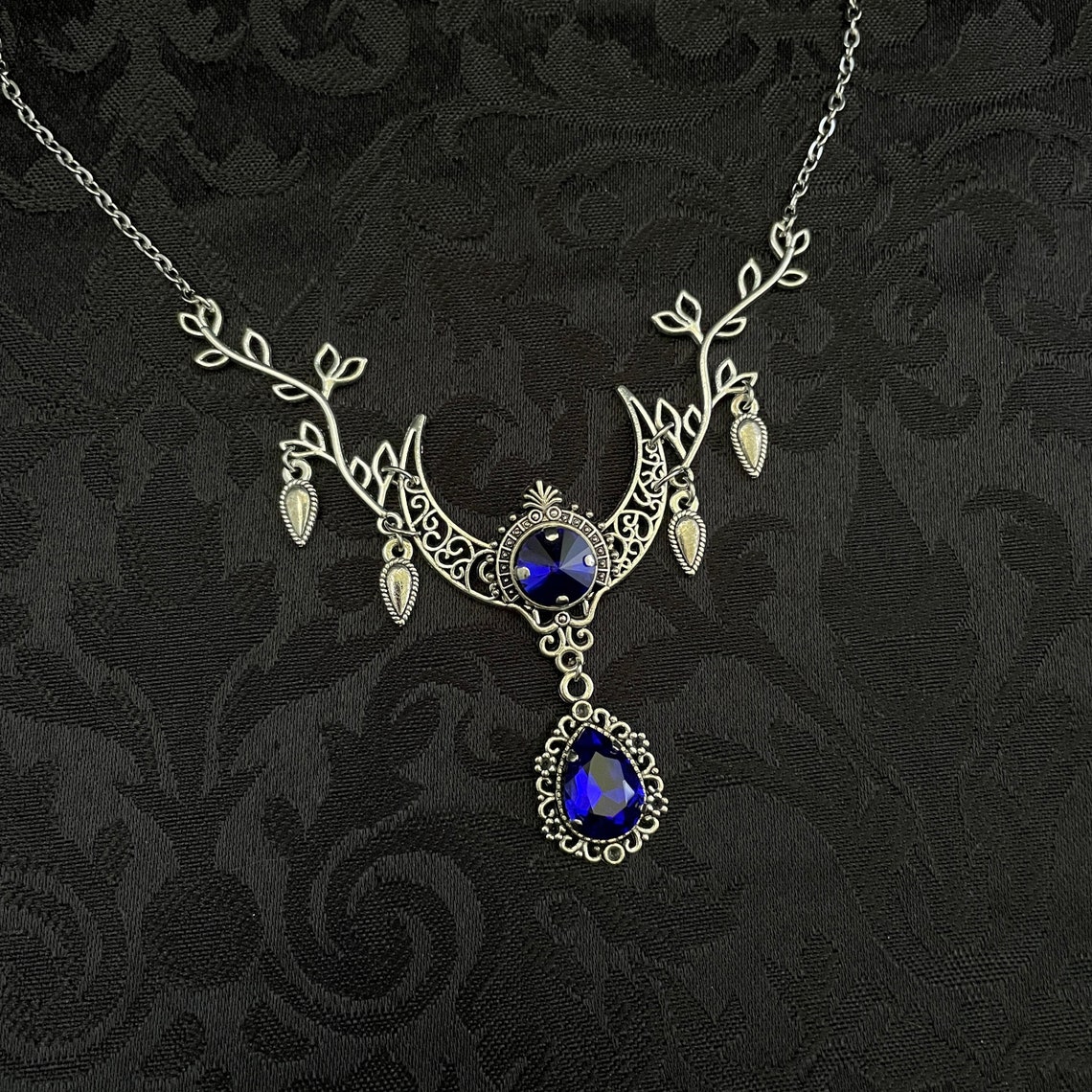 Dark Sapphire Blue Crescent Moon Goddess Priestess Celtic Elven Elf ...