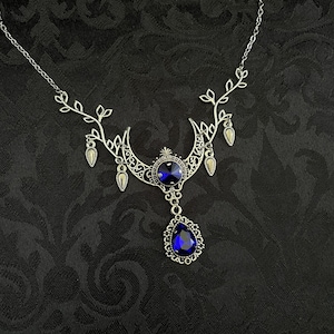 Dark Sapphire Blue Crescent Moon Goddess Priestess Celtic Elven Elf ...