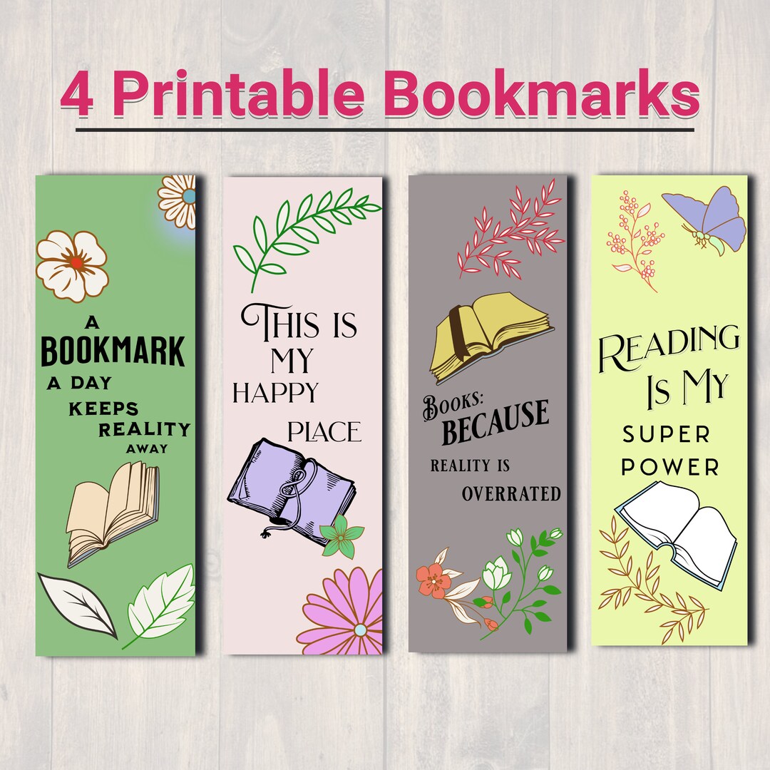4 Printable Bookmarks,reading is My Superpower,a Bookmark a Day Keeps ...