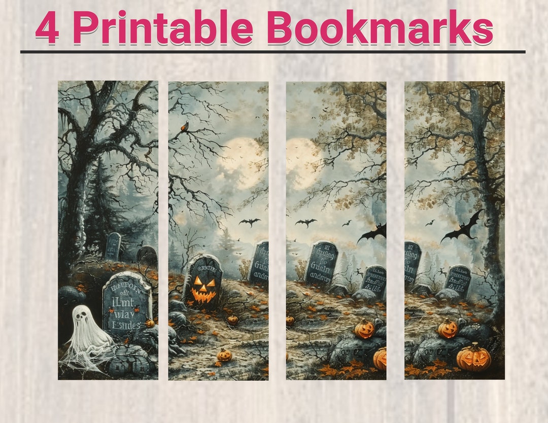 4 Printable Bookmarks, Spooktacular Stories Await, Handmade Bookmarks ...