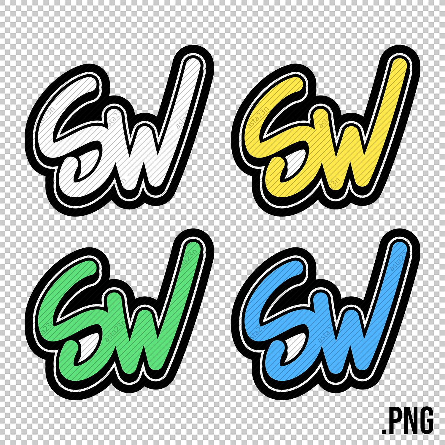 SW Graffiti INITIALS - Street Art Urban Wall TAG - Layered Vector ...
