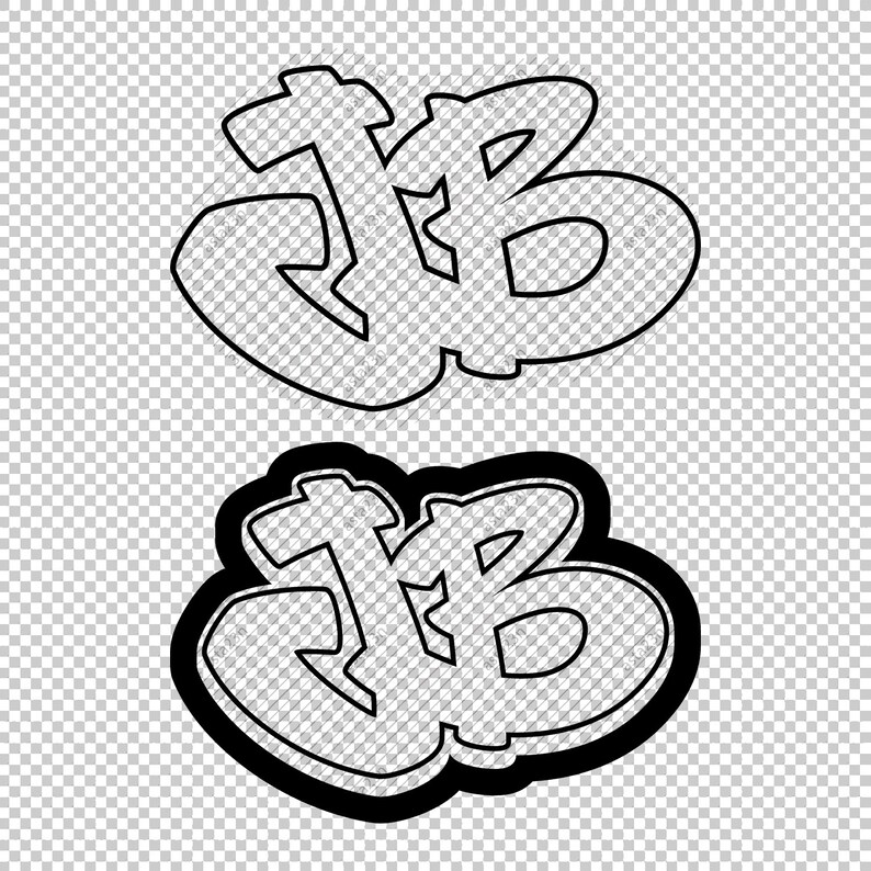 JB Graffiti Initials, Street Art Urban Wall Tag Style Font, Digital PNG ...