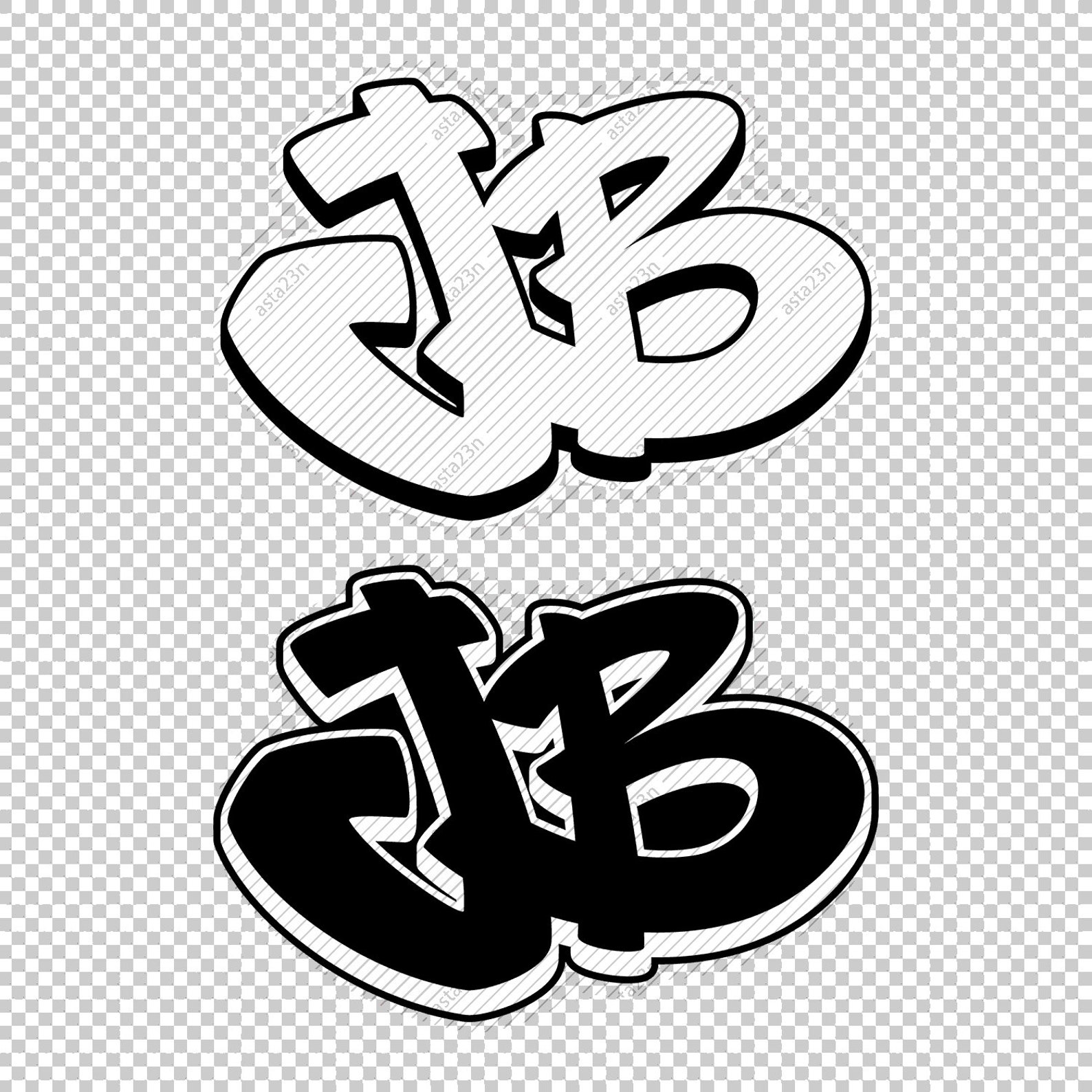 JB Graffiti Initials, Street Art Urban Wall Tag Style Font, Digital PNG, Vector Files, Create ...