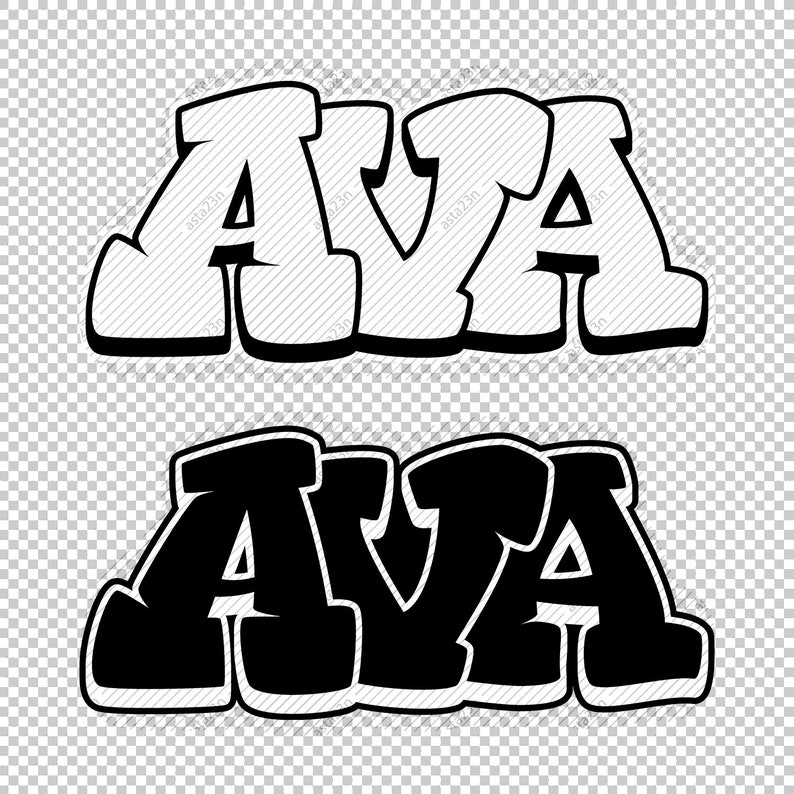 AVA Graffiti Name, Street Art Urban Wall Tag Style Font, Digital PNG ...
