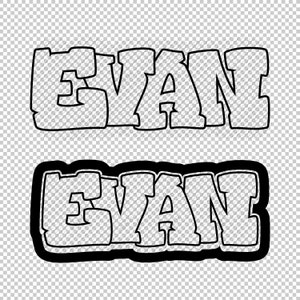 EVAN Graffiti Name, Street Art Urban Wall Tag Style Font, Digital PNG ...