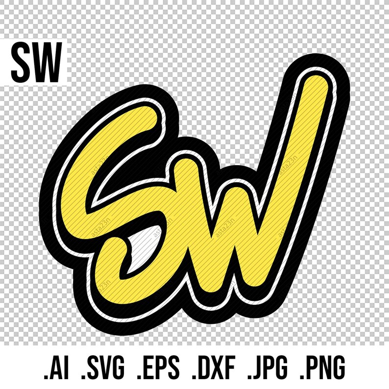SW Graffiti INITIALS - Street Art Urban Wall TAG - Layered Vector ...