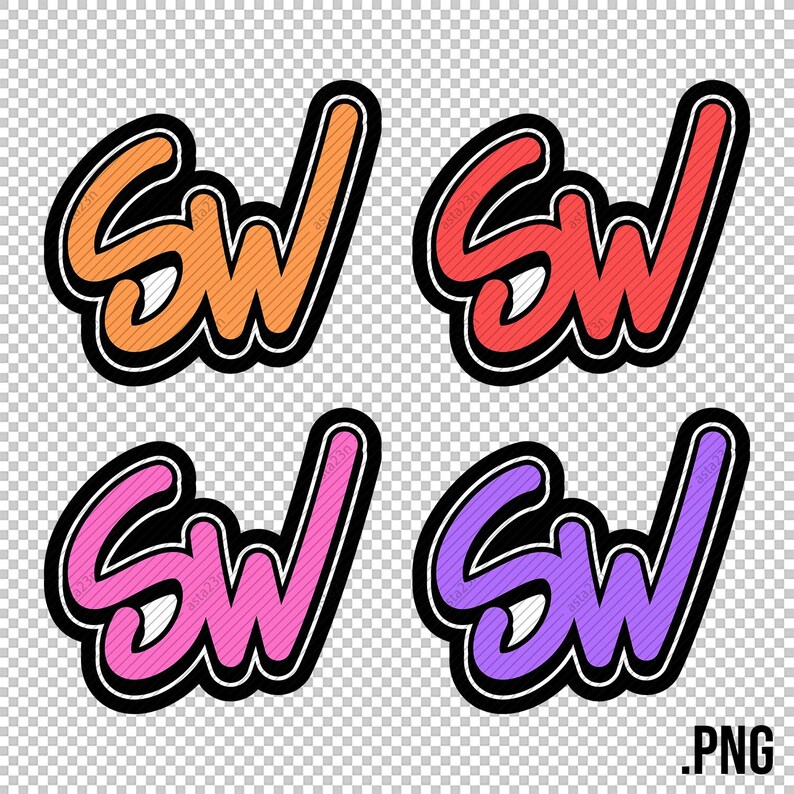 SW Graffiti INITIALS - Street Art Urban Wall TAG - Layered Vector ...