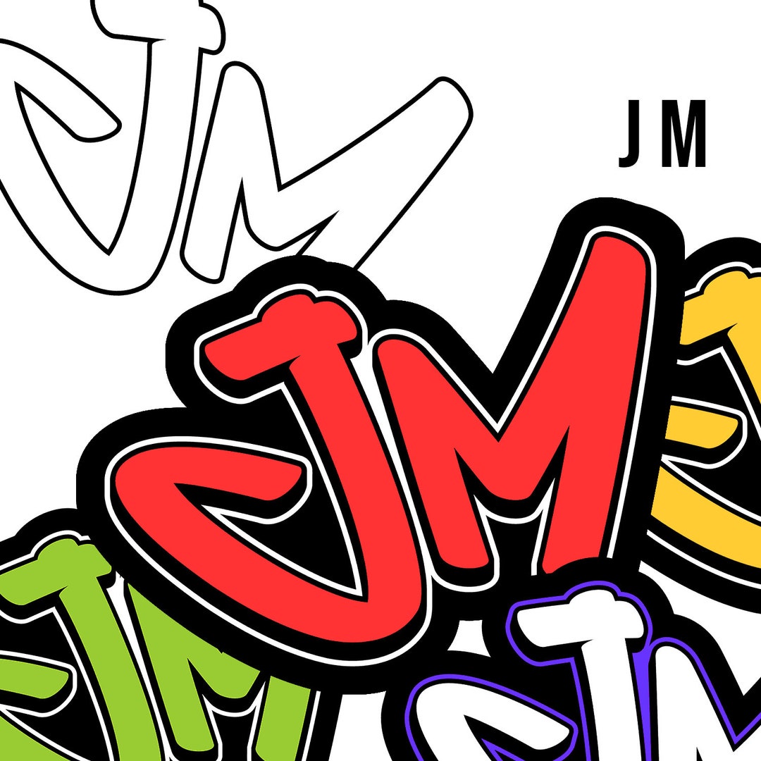 JM Graffiti Initials, Street Art Urban Wall Tag Style Font, Digital PNG ...