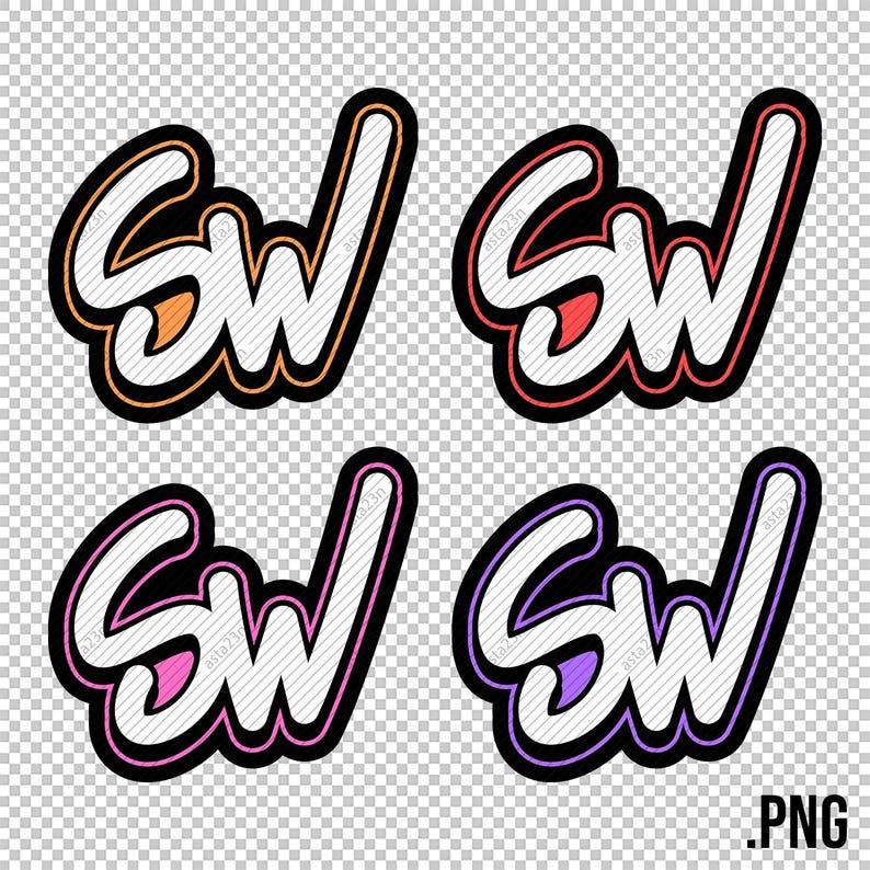 SW Graffiti INITIALS - Street Art Urban Wall TAG - Layered Vector ...