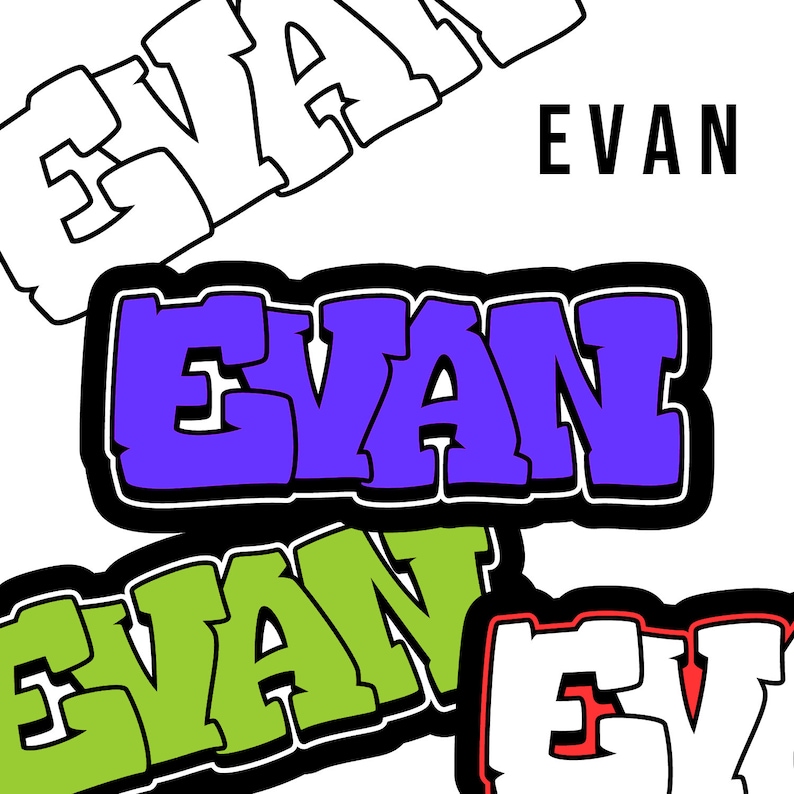 EVAN Graffiti Name, Street Art Urban Wall Tag Style Font, Digital PNG ...