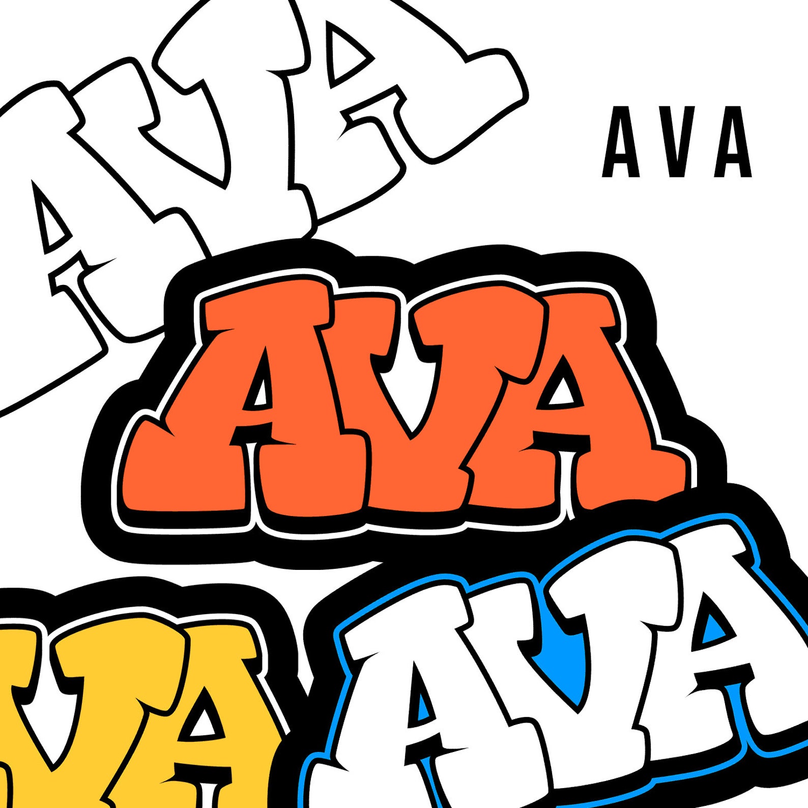 AVA Graffiti Name, Street Art Urban Wall Tag Style Font, Digital PNG ...