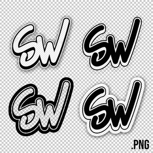 SW Graffiti INITIALS - Street Art Urban Wall TAG - Layered Vector ...