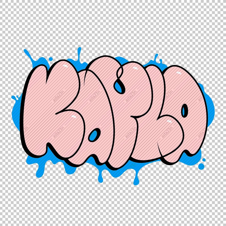 KAYLA Graffiti Name, Bubble Font, Street Art Urban Wall Tag Style, Transparent PNG Without ...