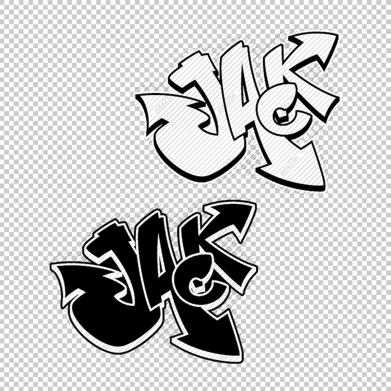 JACK Graffiti Name, Street Art Urban Wall Tag Style Font, Digital PNG ...