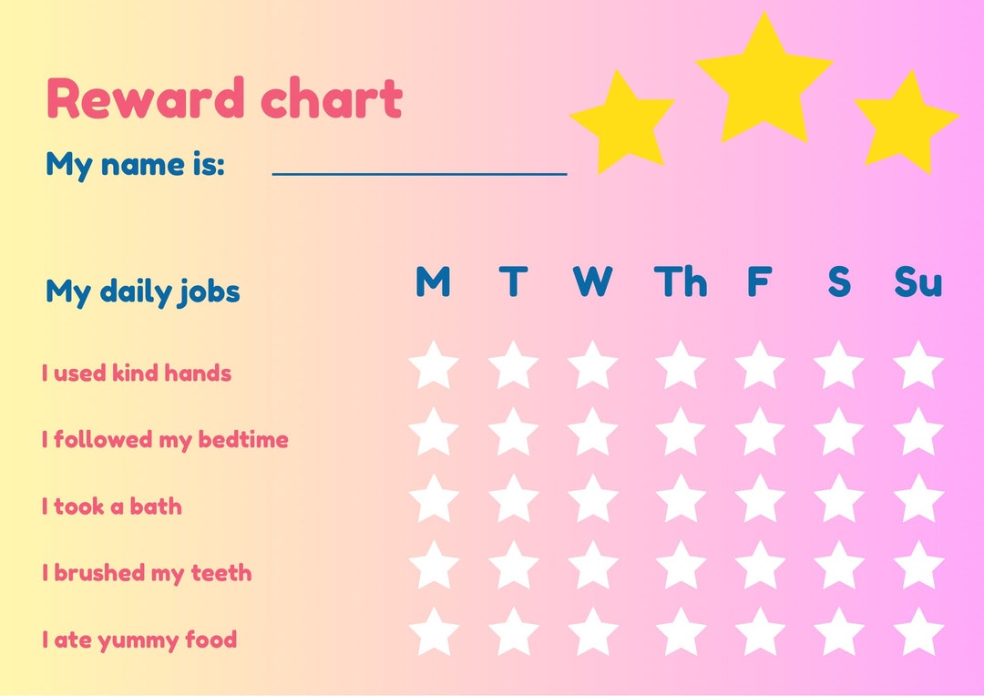 Children/toddler Behaviour Reward Chart - Etsy