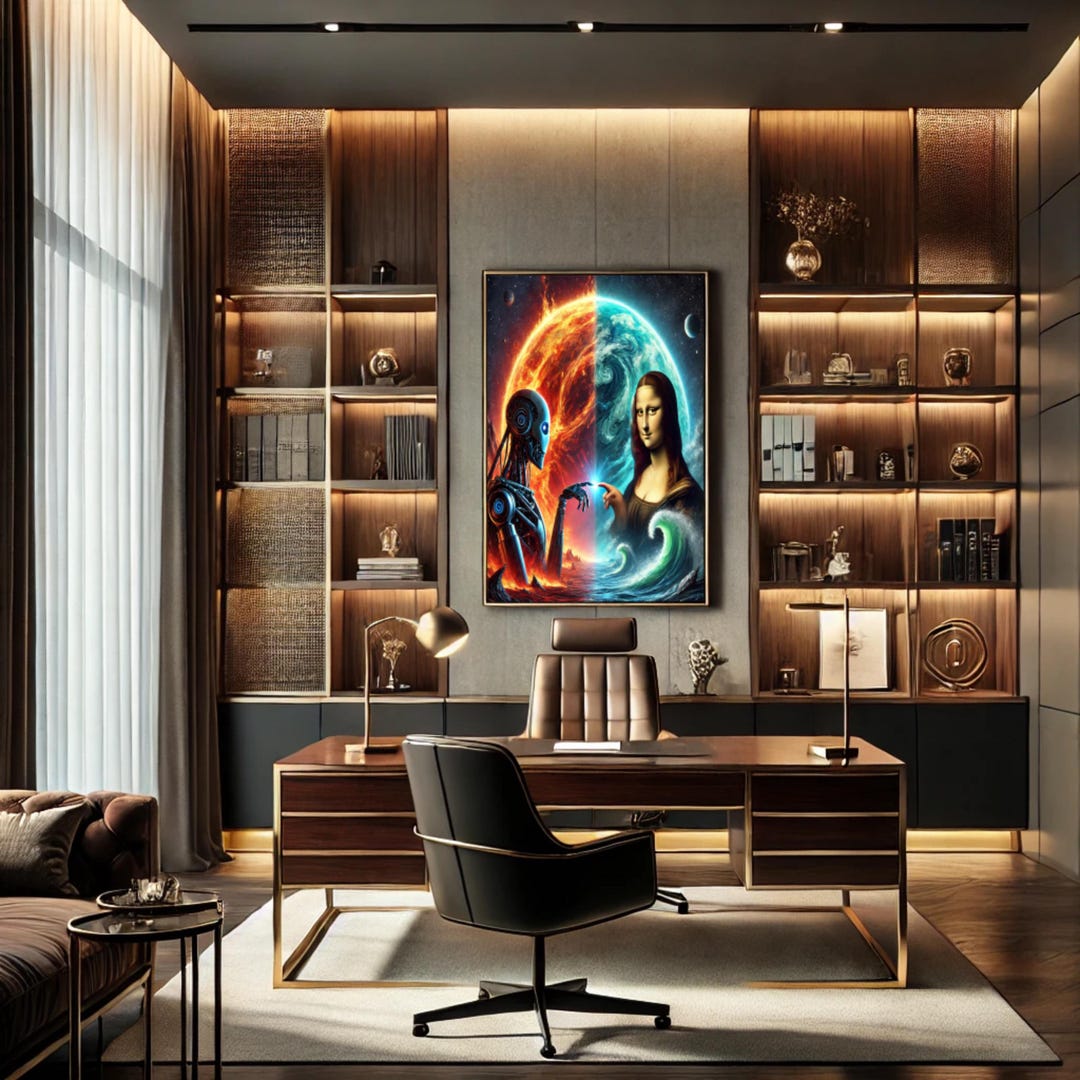 Evolution Vs Nature Wall Art - Futuristic Mona Lisa Print - Cyberpunk ...