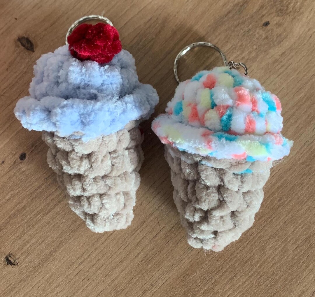 Handmade Keyring Ice Cream Cone Look, Colorful Ice Cream Keyring, Nice ...