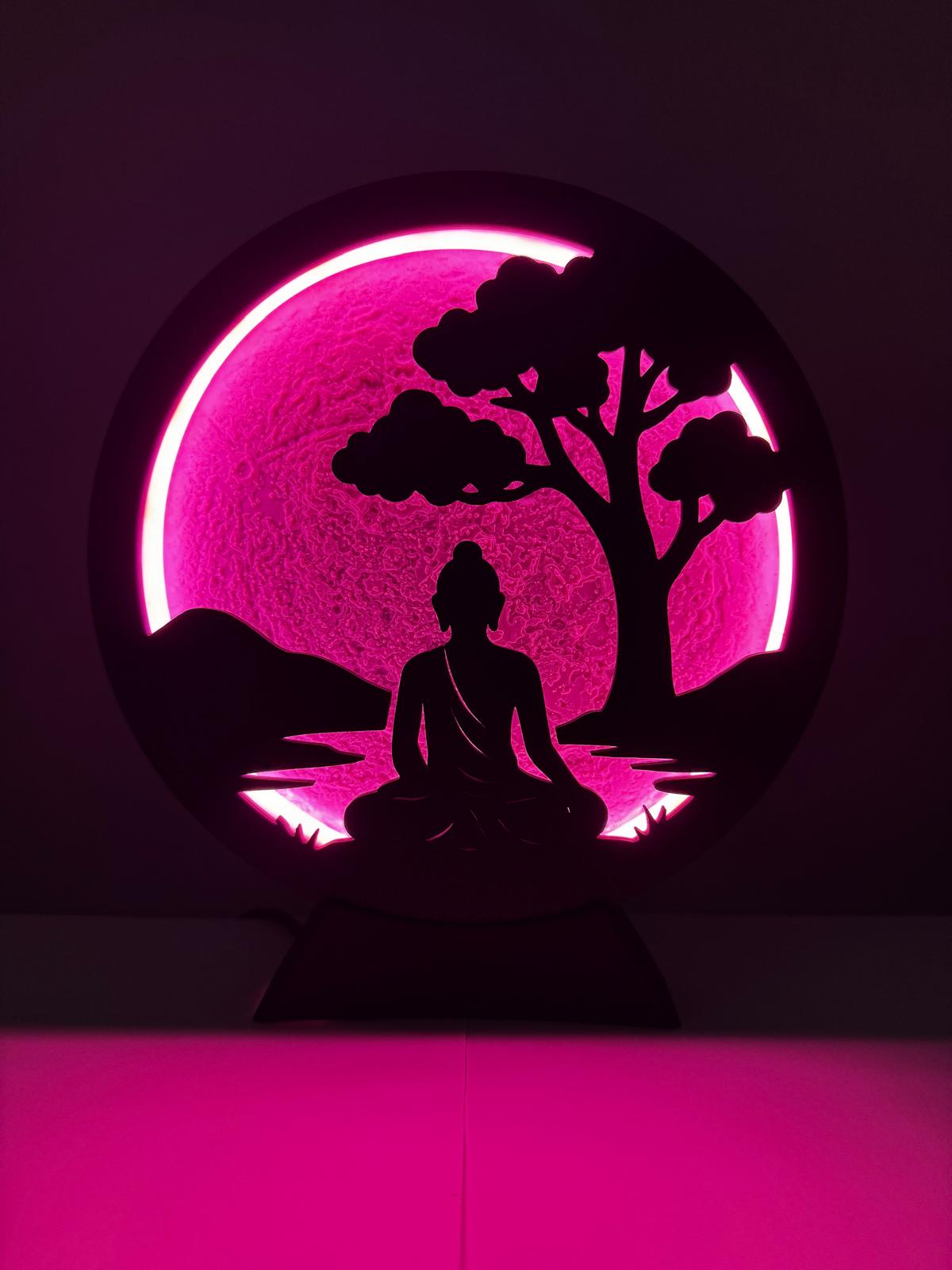 Buddha LED Lamp With Moon Background - Etsy