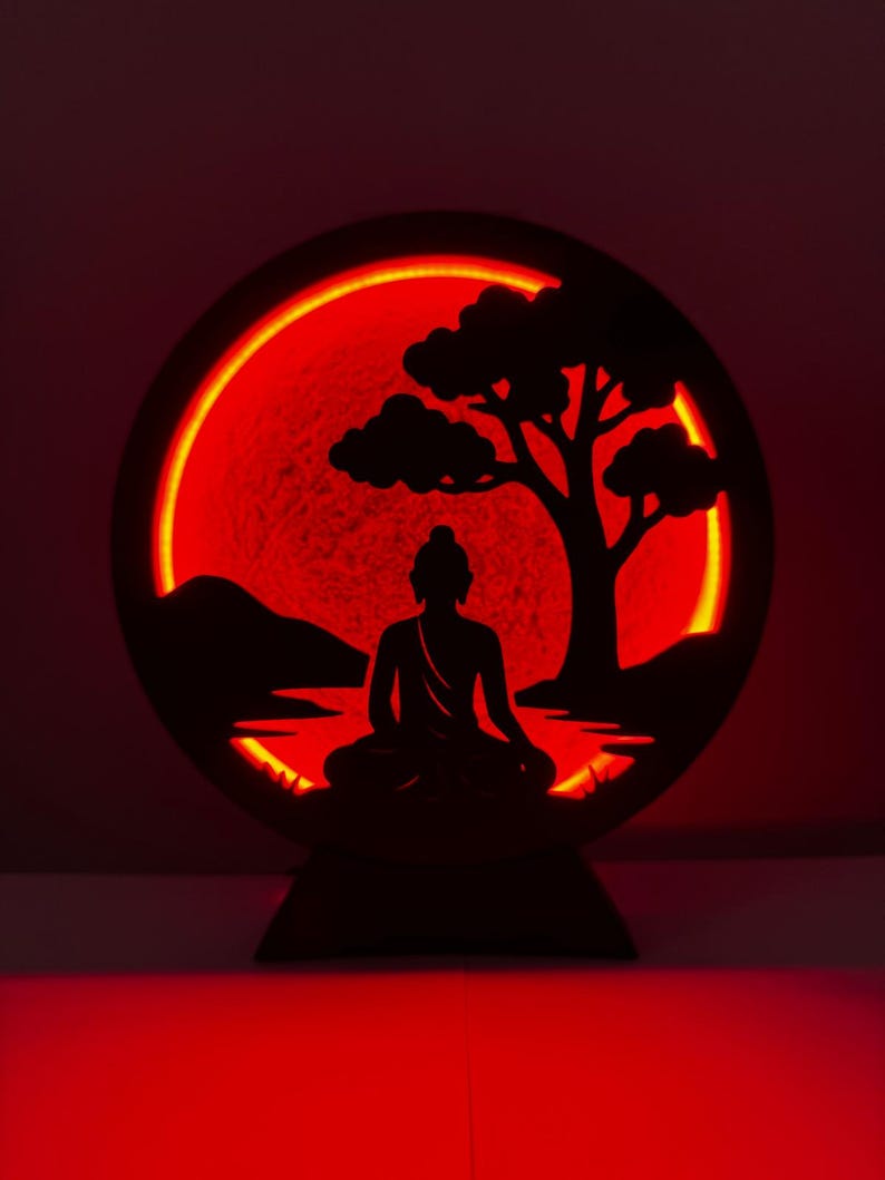 Buddha LED Lamp With Moon Background - Etsy