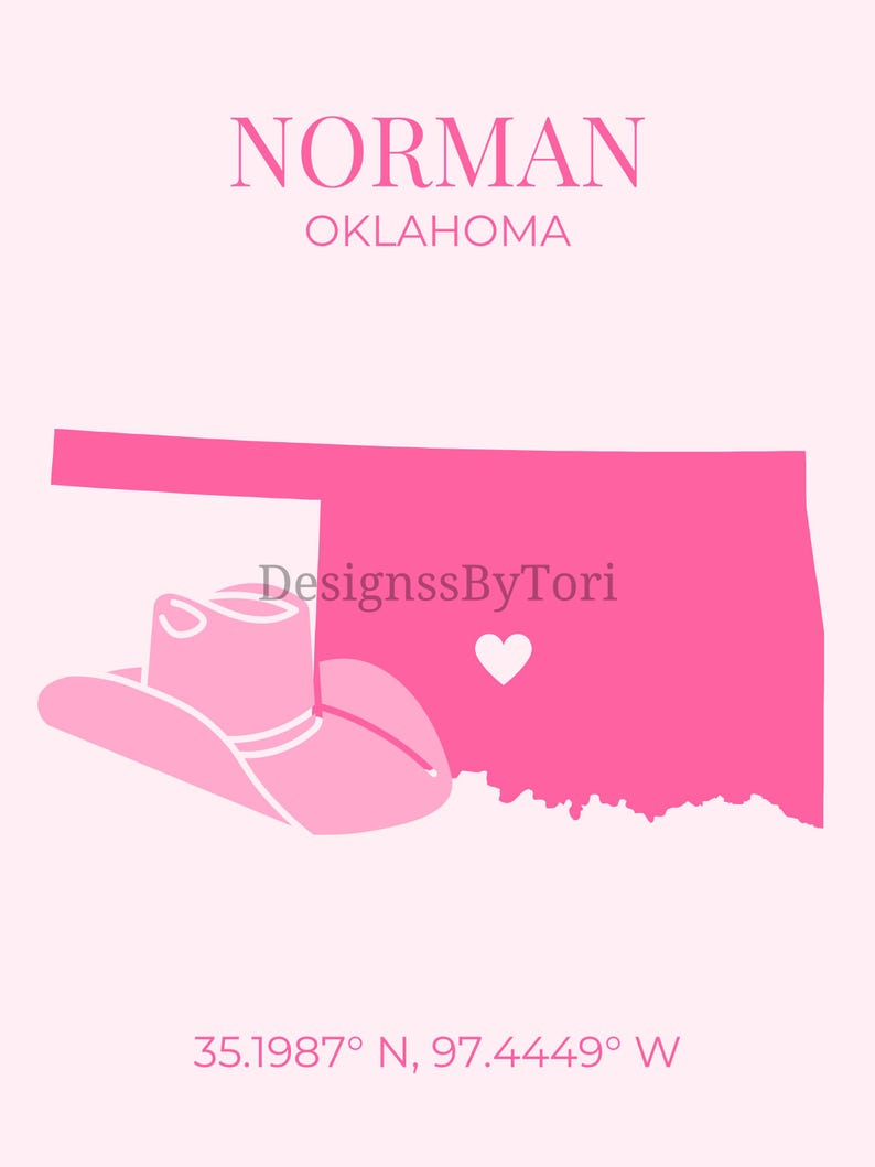 University of Oklahoma Pink Wall Art Set of 6 College Wall Art - Etsy