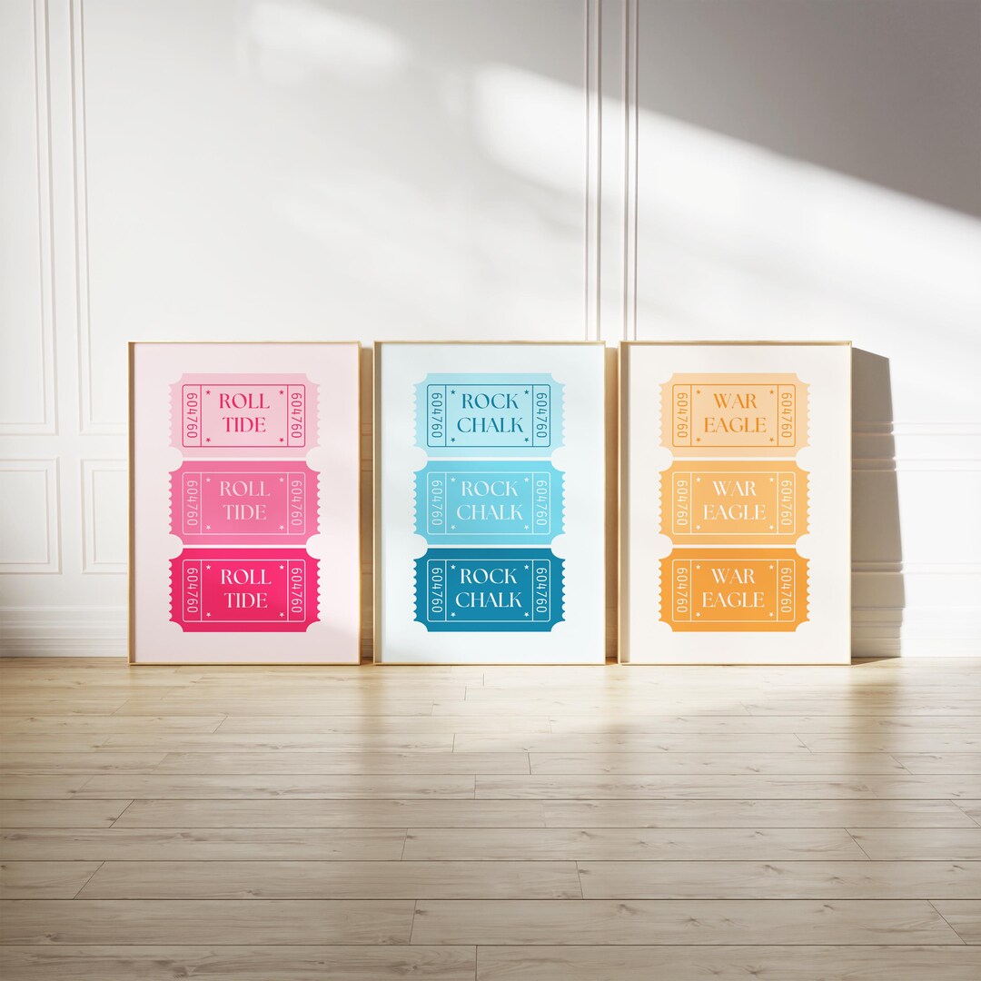 CUSTOM College Ticket Wall Art | College Wall Art | Digital Download ...