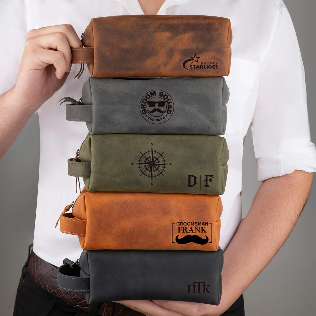 Personalized Leather Dopp Kit, Custom Toiletry Bag, Personalized Gifts ...