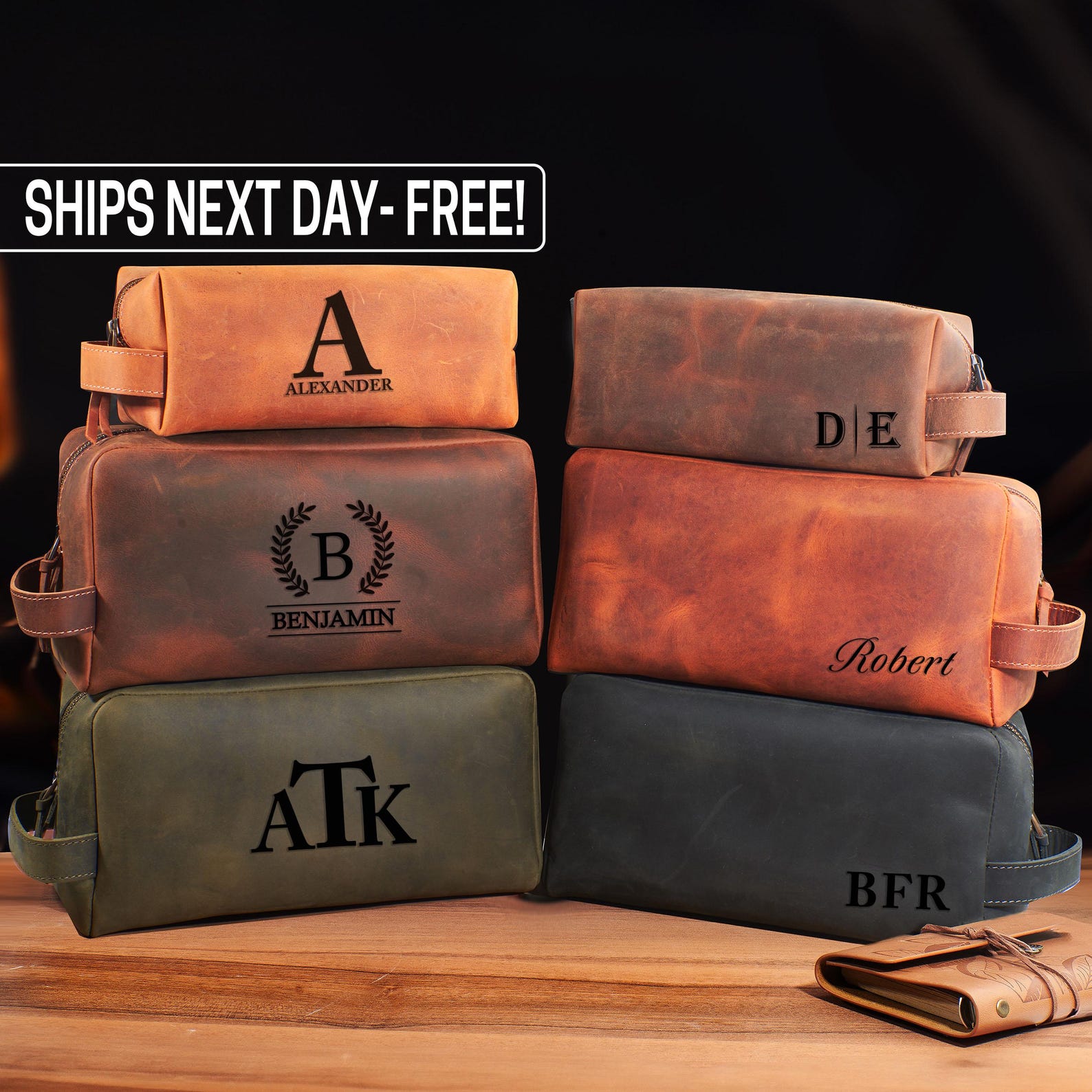 Personalized Leather Dopp Kit, Custom Toiletry Bag, Personalized Gifts ...